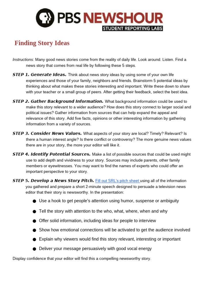 Finding Your Story WORKSHEET | PDF