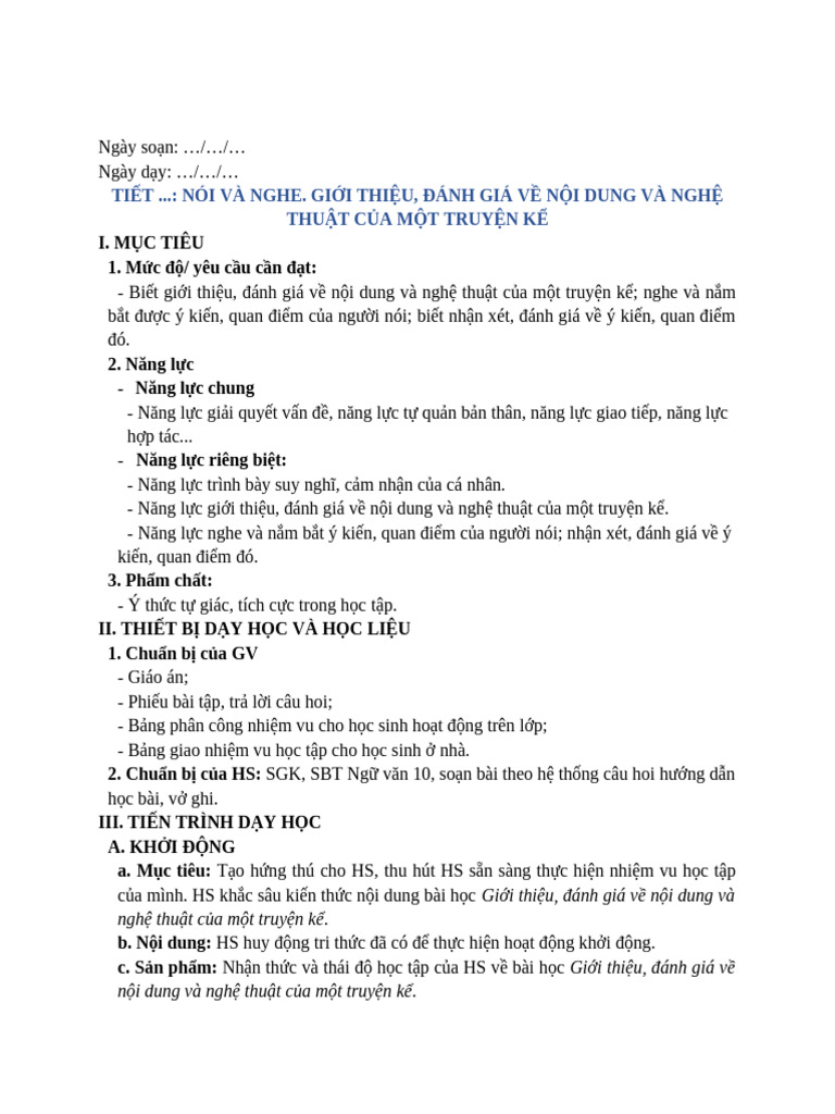 KHBD CTST 10 Nói Và Nghe | PDF