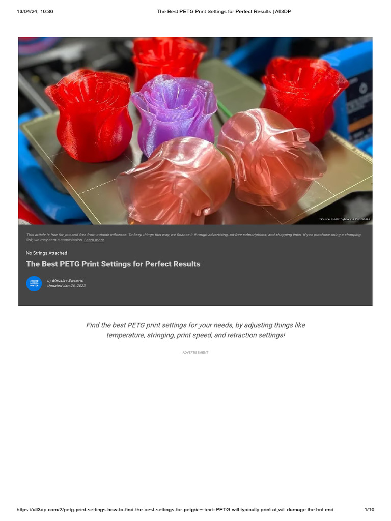 The Best PETG Print Settings For Perfect Results - All3DP | PDF | Chemical Substances ...