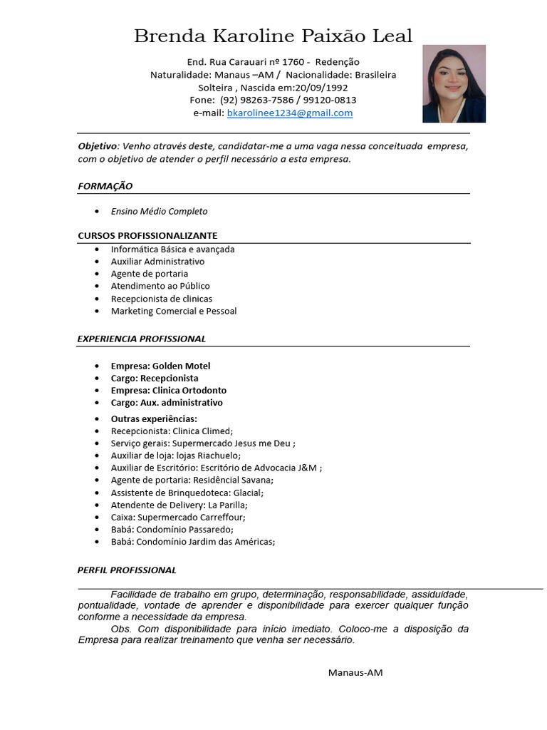 Brenda Karoline Paixão Leal 2 | PDF | Carreira e Crescimento
