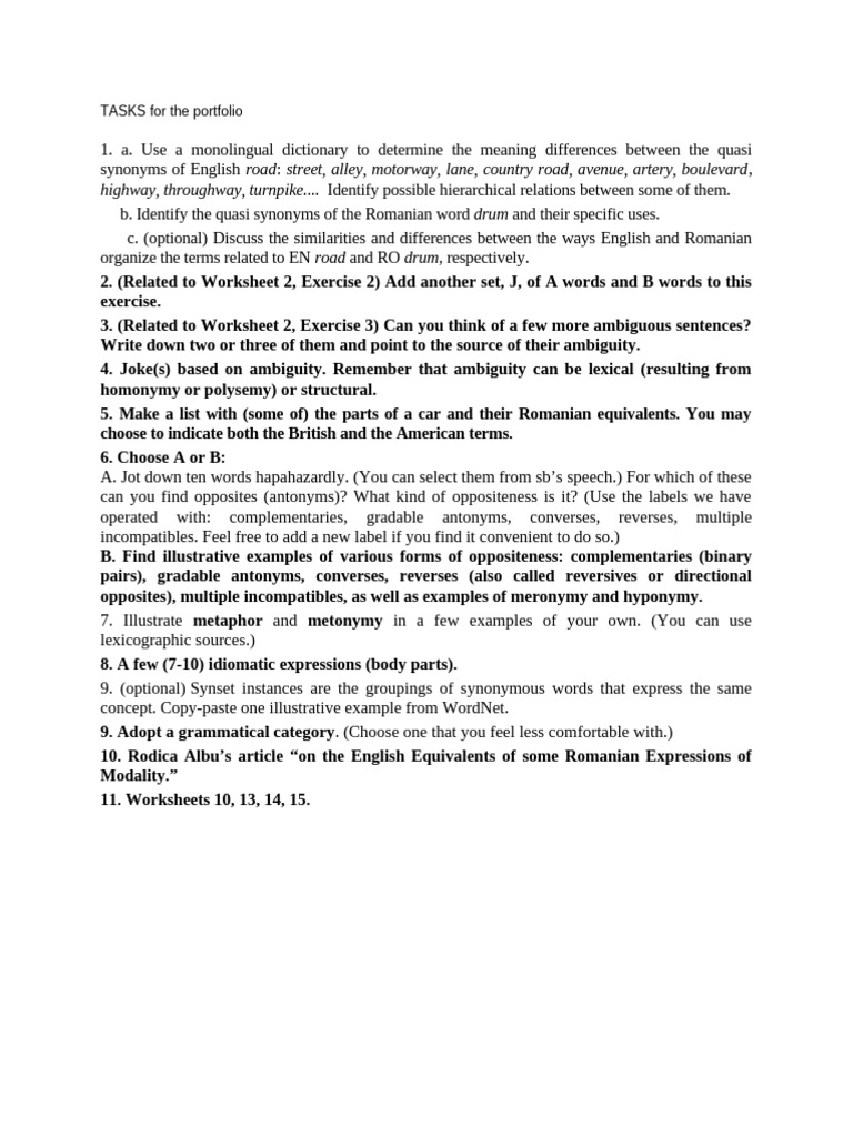 TASKS For The Portfolio | PDF | Language Arts & Discipline