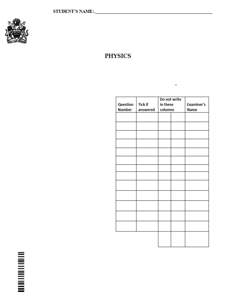 2019 Physics Paper I Form 1-1 | PDF | Force | Heat
