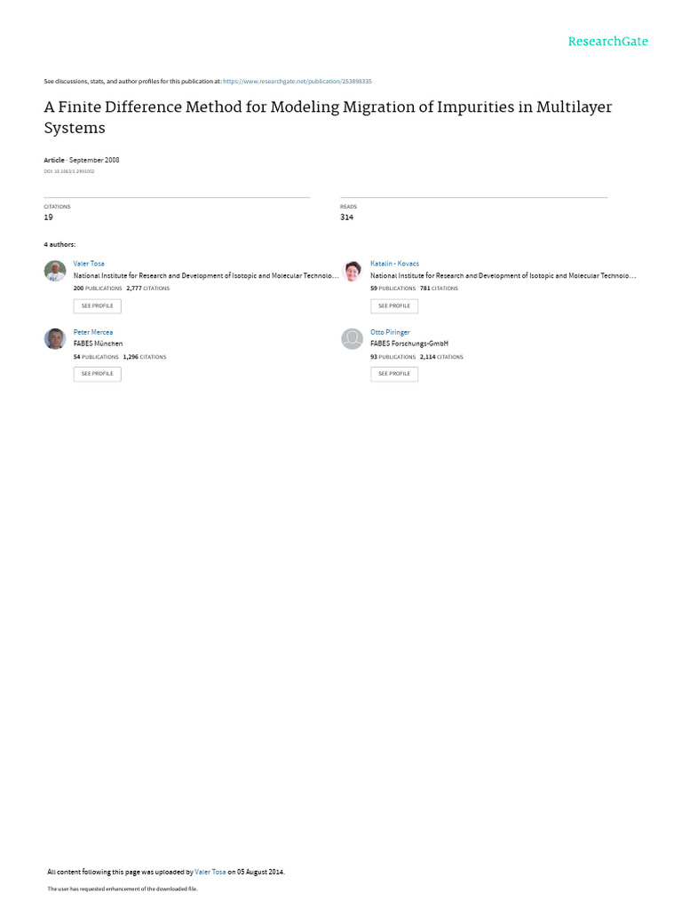 A Finite Difference Method for Modeling Migration | PDF