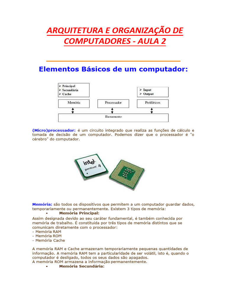 Componentes e Funções do Computador | PDF | Armazenamento de dados de ...