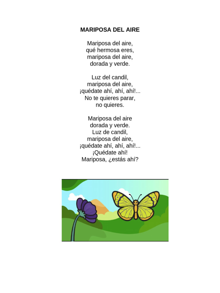 Mariposa Del Aire Poema Lírico Pdf Hogar Jardinería Y Bricolaje