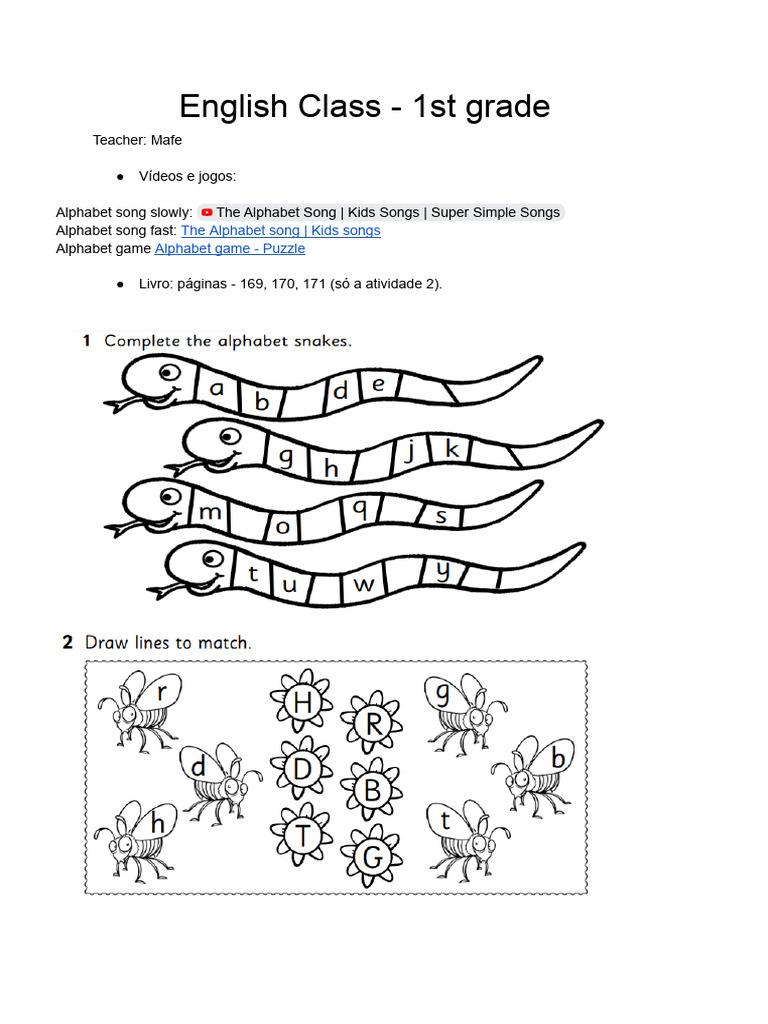English Task 1st Grade - Editado | PDF | Language Arts & Discipline