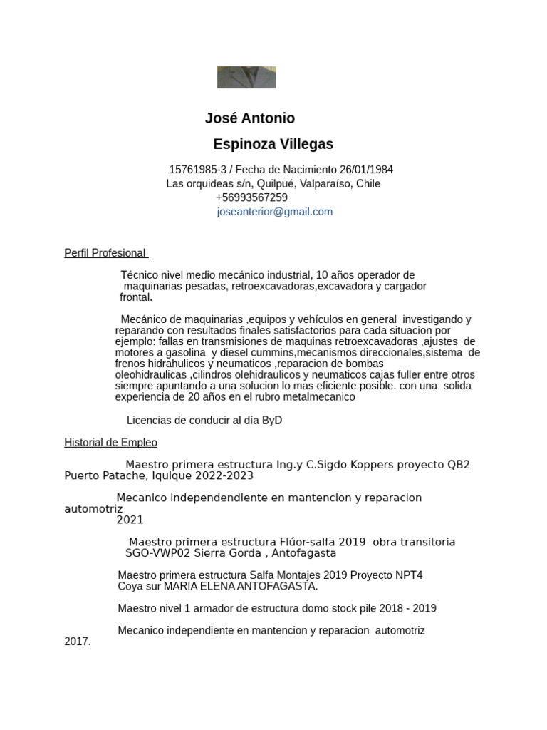 Técnico Mecánico con 20 Años de Experiencia | PDF | Vehículos ...