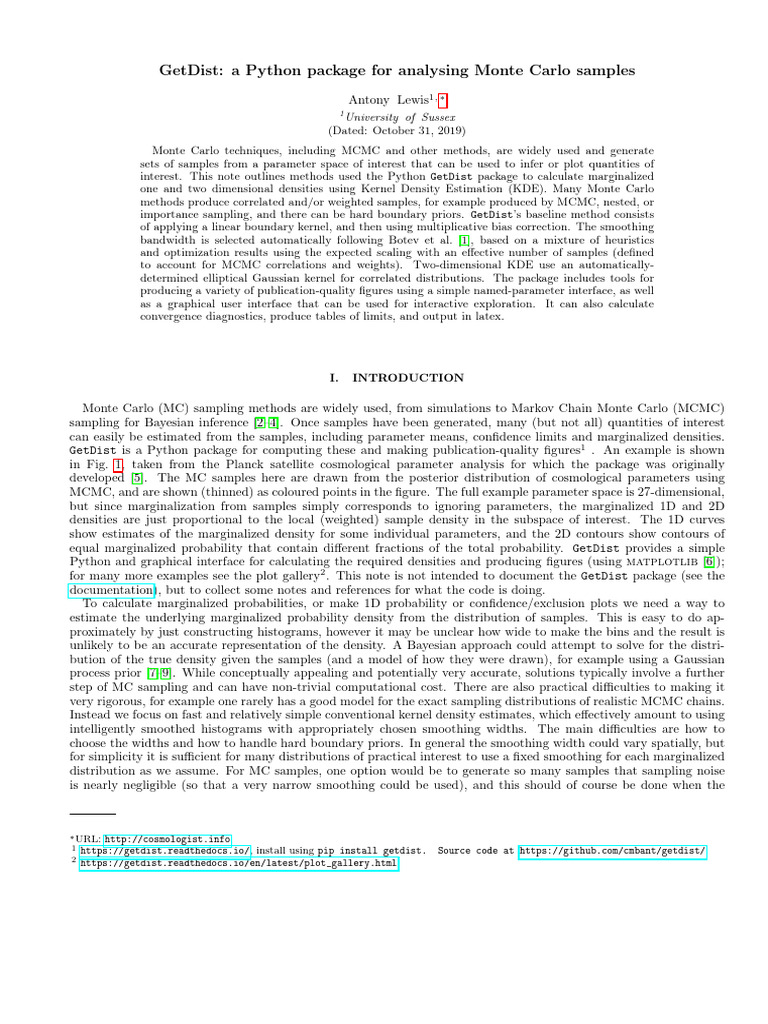 Paper For Getdist in Parameter Constraints | PDF | Normal Distribution ...