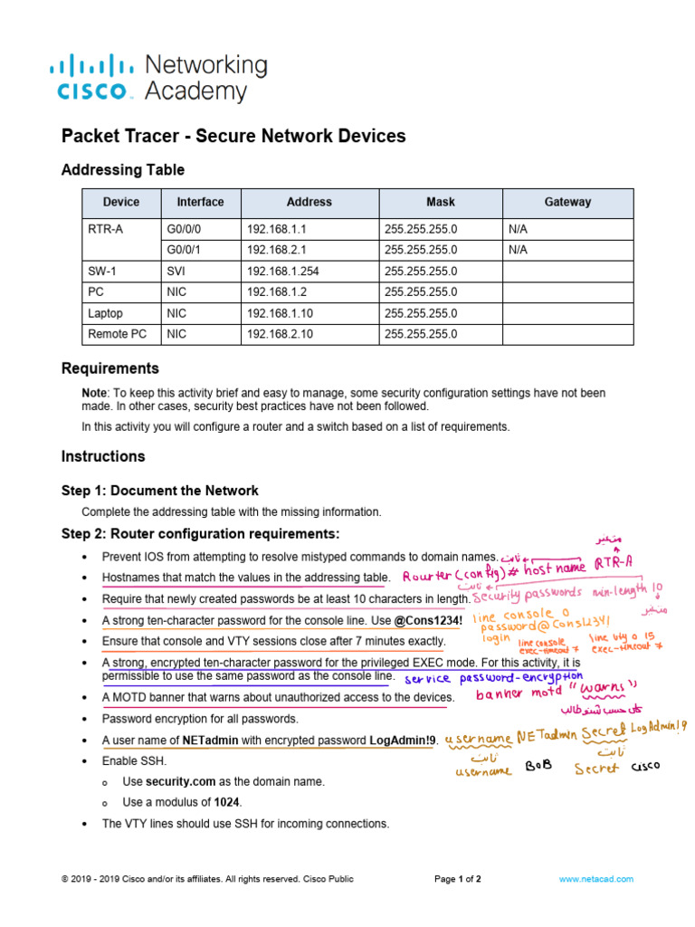 Network Device Security Setup | PDF | Computer Network | Network Switch