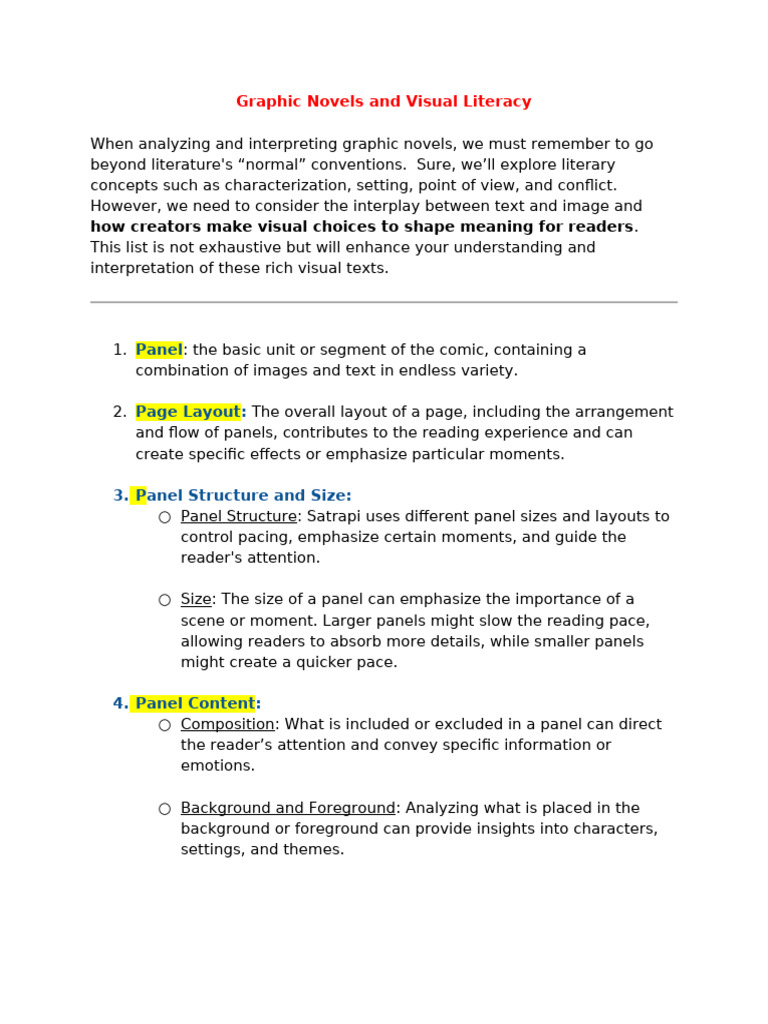 1 - Conventions of Graphic Novels | PDF | Narration | Narrative