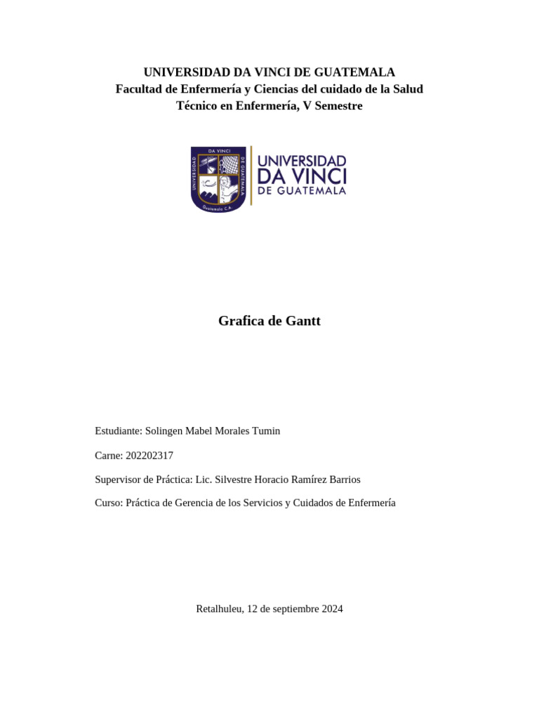Grafica de Gantt, Prácticas Finales | PDF | Medicina | Cuidado de la salud