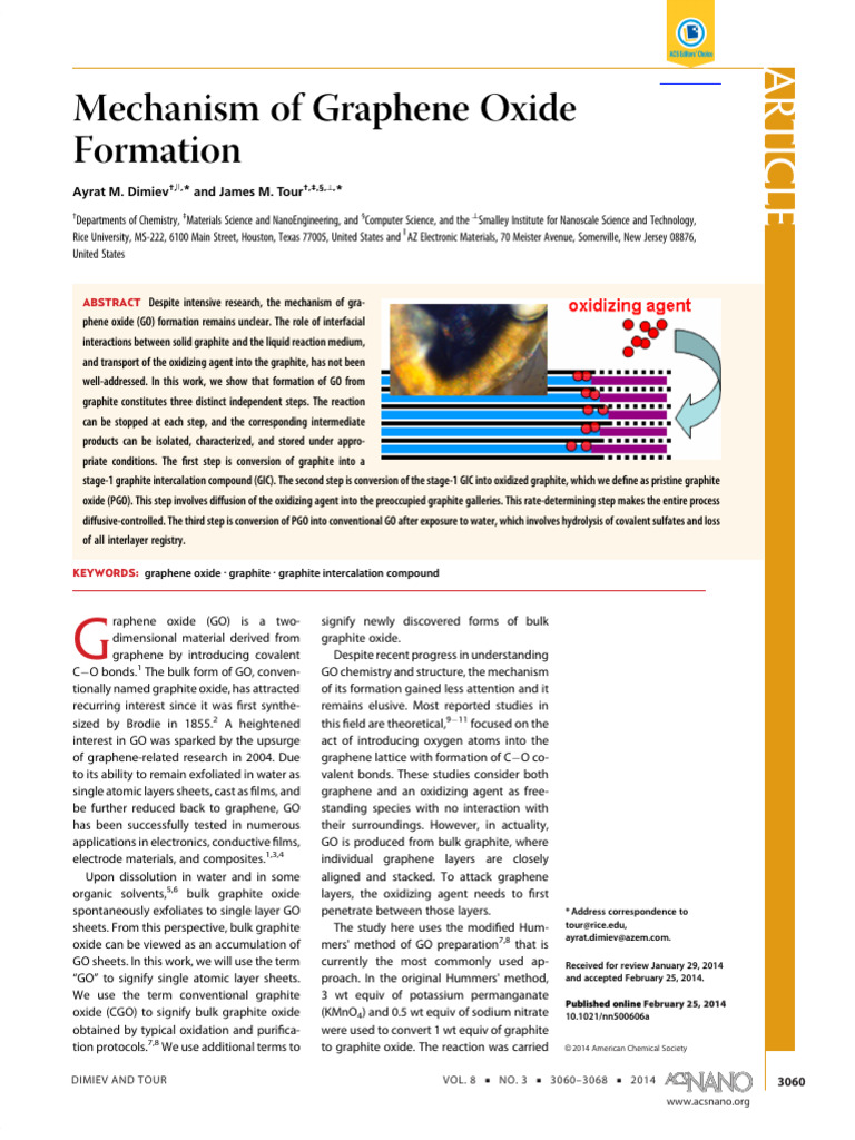 Mechanism of Graphene Oxide Formation | PDF | Graphene | Sulfate