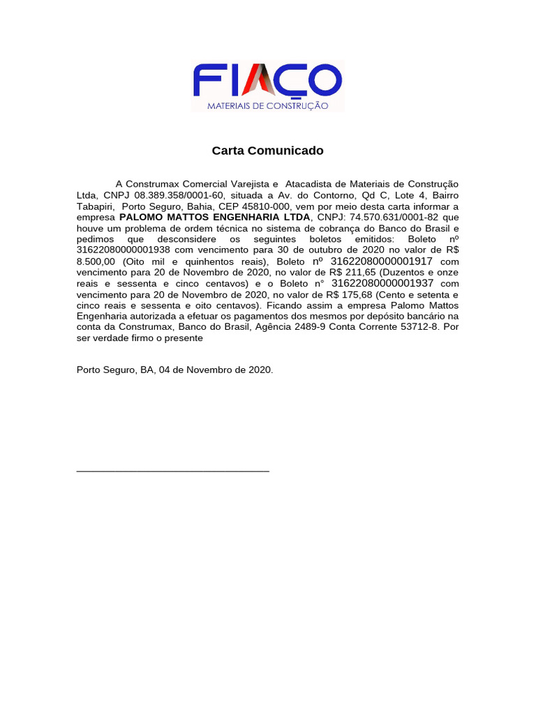 Carta Comunicado | PDF