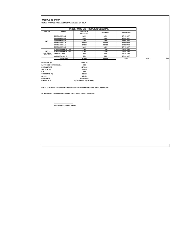 Calculo de Carga Proyecto Carlos Rivadeneira | PDF | Tecnología