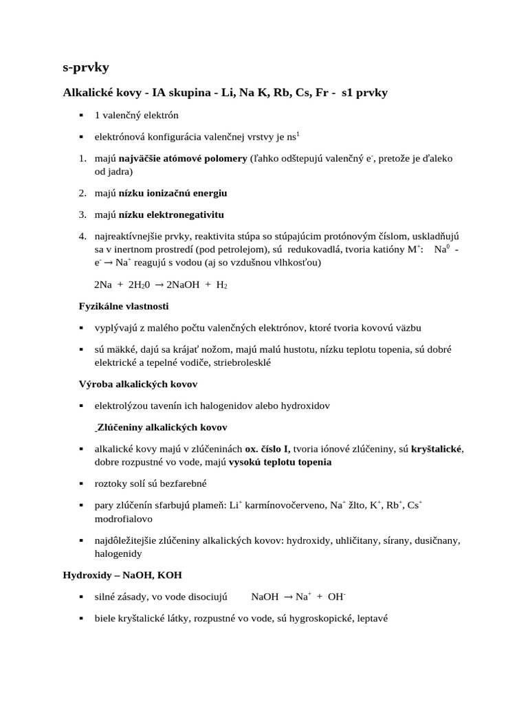 S-Prvky Red | PDF