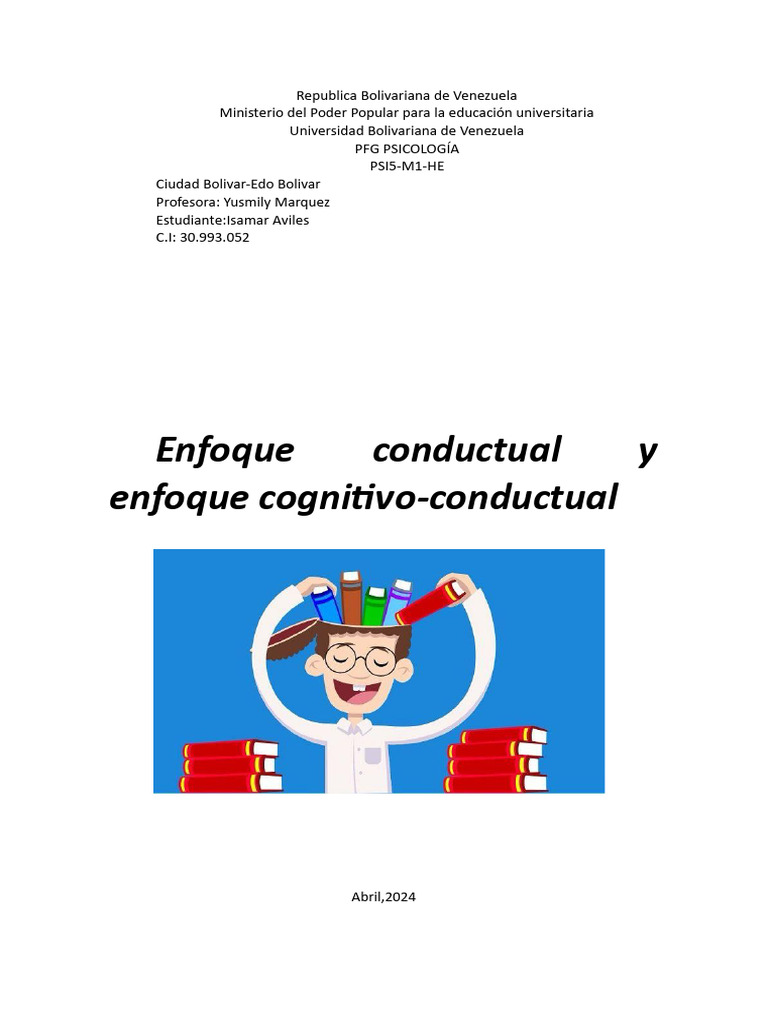 Enfoque Conductual | PDF | Terapia cognitiva | Terapia de conducta ...