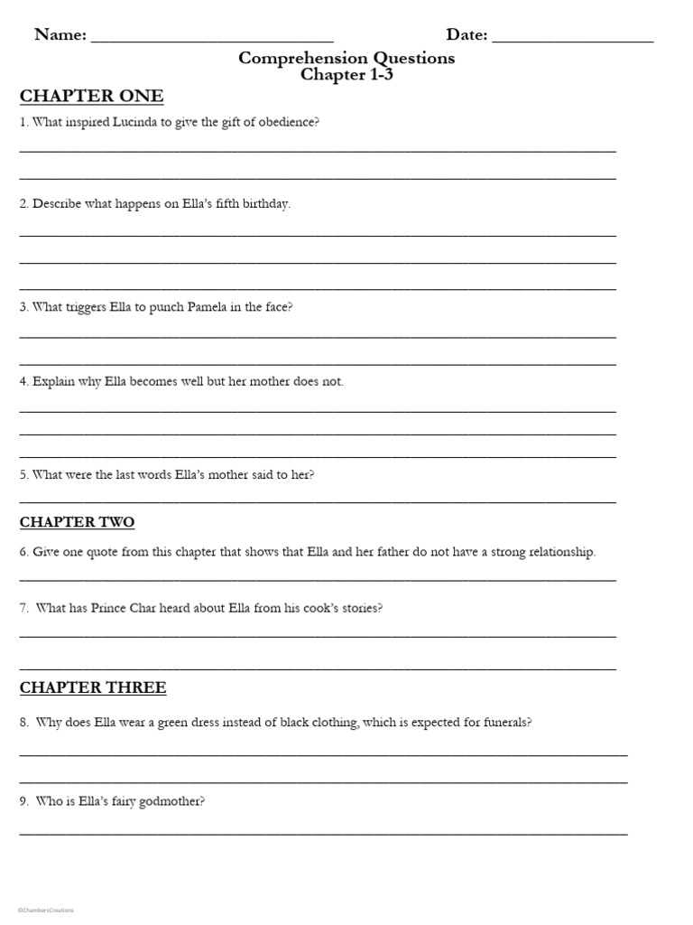 Ella Enchanted: Comprehension Questions | PDF | Vocabulary