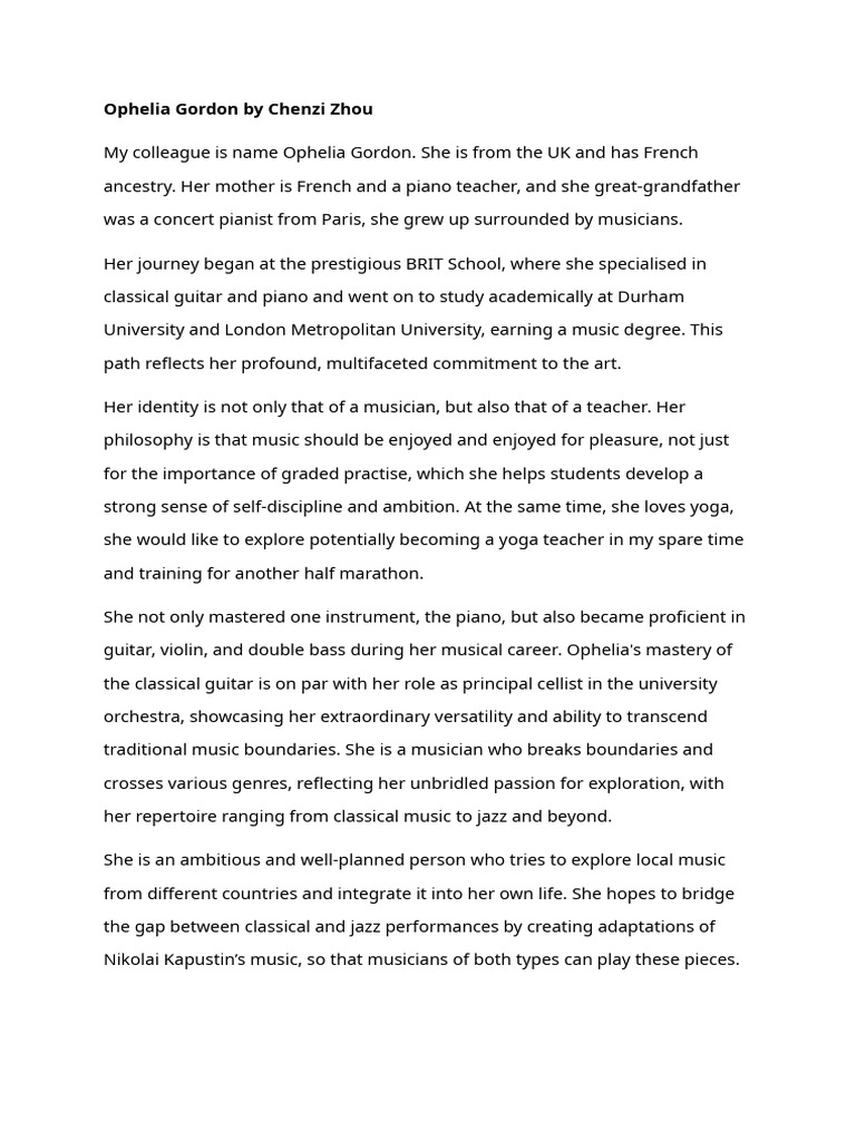 Ophelia Gordon by Chenxi Zhou | PDF