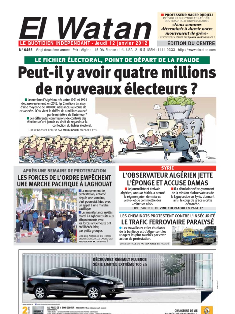 1 El Watan 2012 01 12 | PDF | Algérie | Retraite