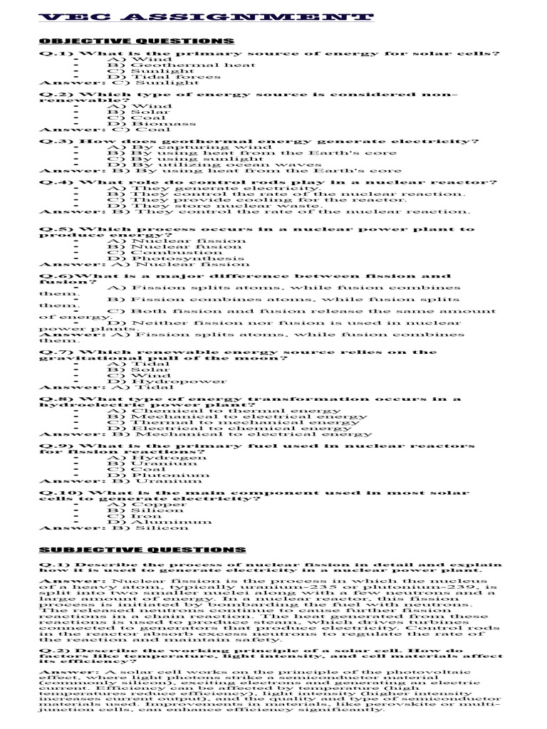A24329 VEC Assignment | PDF | Nuclear Reactor | Nuclear Power