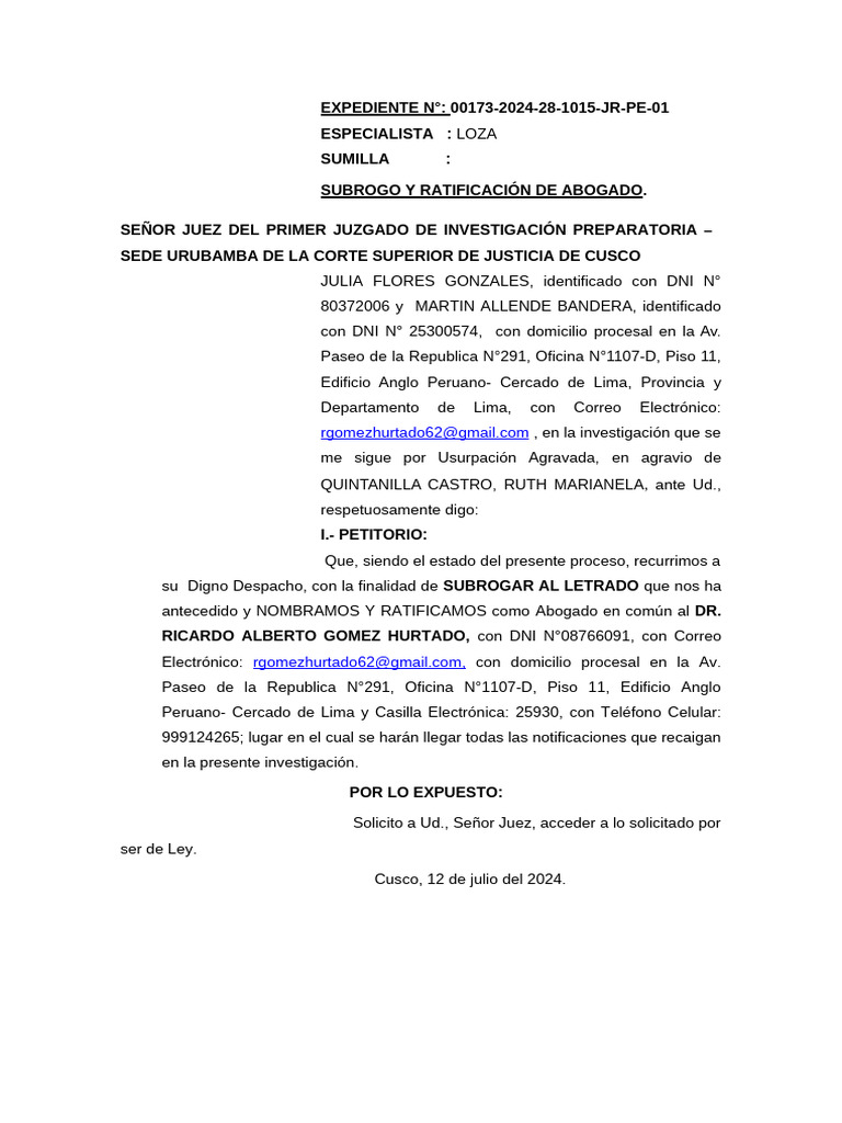 ratifico y subrogo | PDF