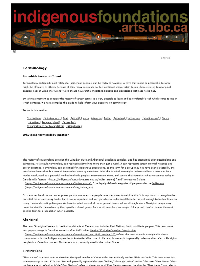 UBC - Indigenous Terminology | PDF | Métis | Indigenous Peoples Of The ...