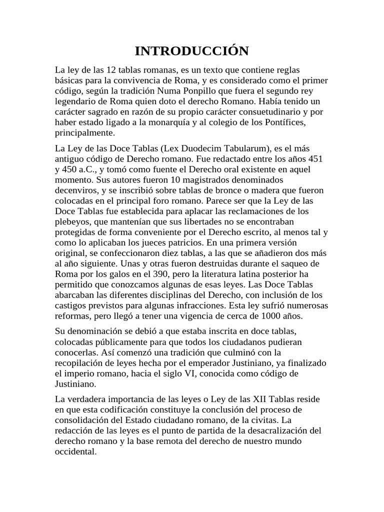 Ley de las XII Tablas: Código Romano | PDF | Roma antigua | Justicia