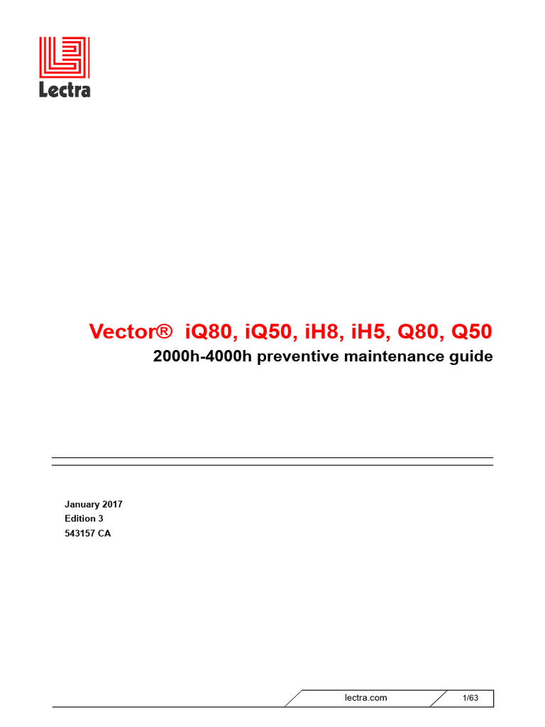 Lectra 543157ca Preventive Maintenance Guide 2000 4000h Vector IQ80 ...