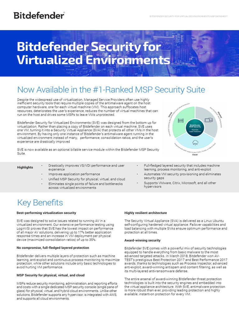 Bitdefender MSP Sve - Datasheet | PDF | Virtualization | Virtual Machine