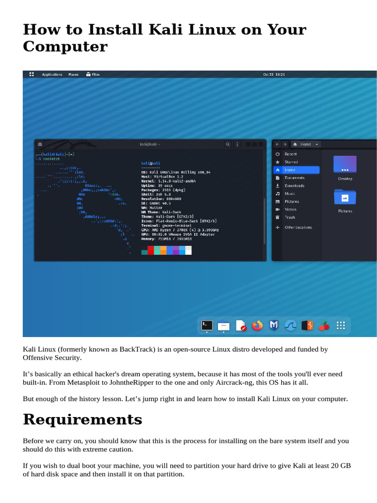 How To Install Kali Linux On Your Computer | PDF | Booting | Bios