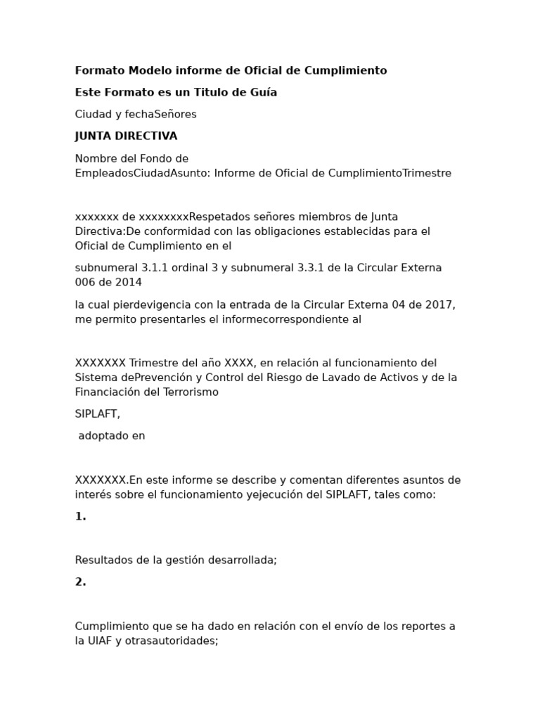 Formato Modelo informe oc | PDF