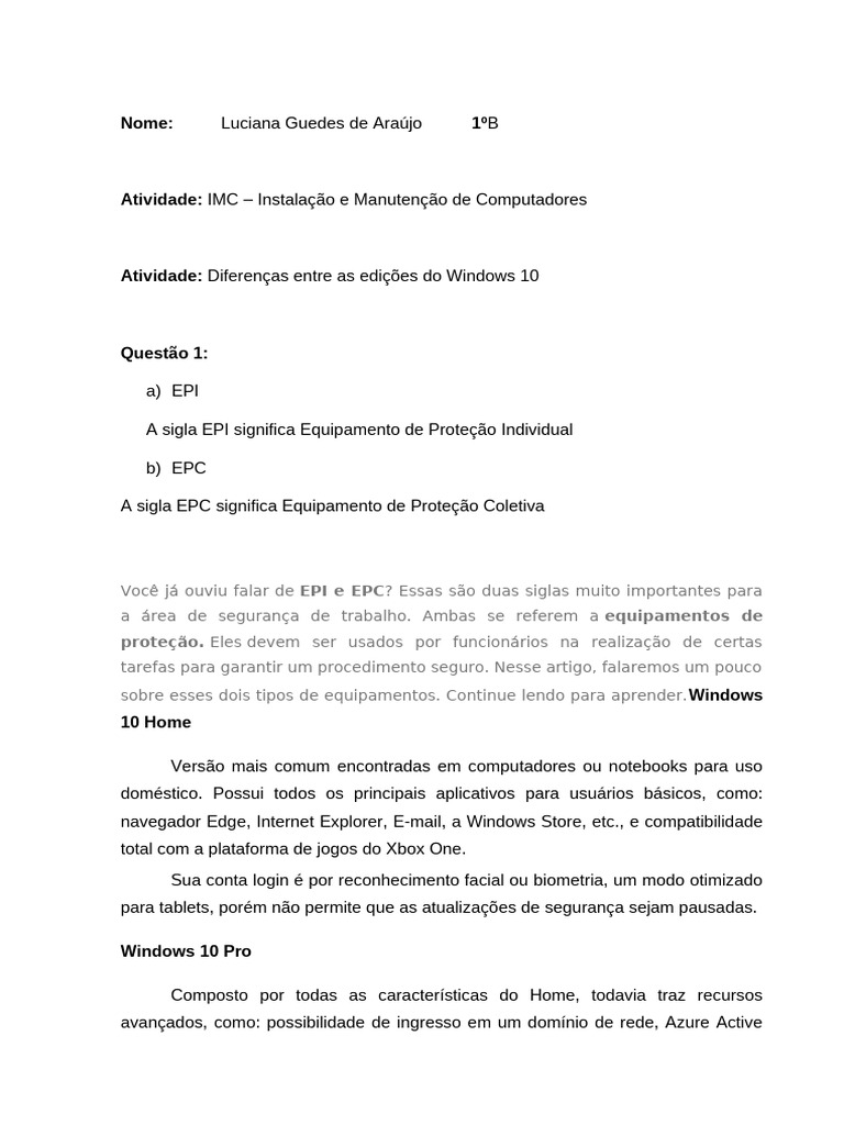 Diferenças entre Edições do Windows 10 | PDF | Windows 10 | Microsoft ...