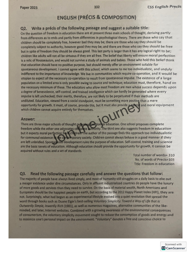 Css Solved Paper (2023) Join The Journey | PDF