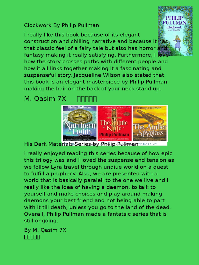 Clockwork by Philip Pullman | PDF | Mystery, Thriller & Crime Fiction