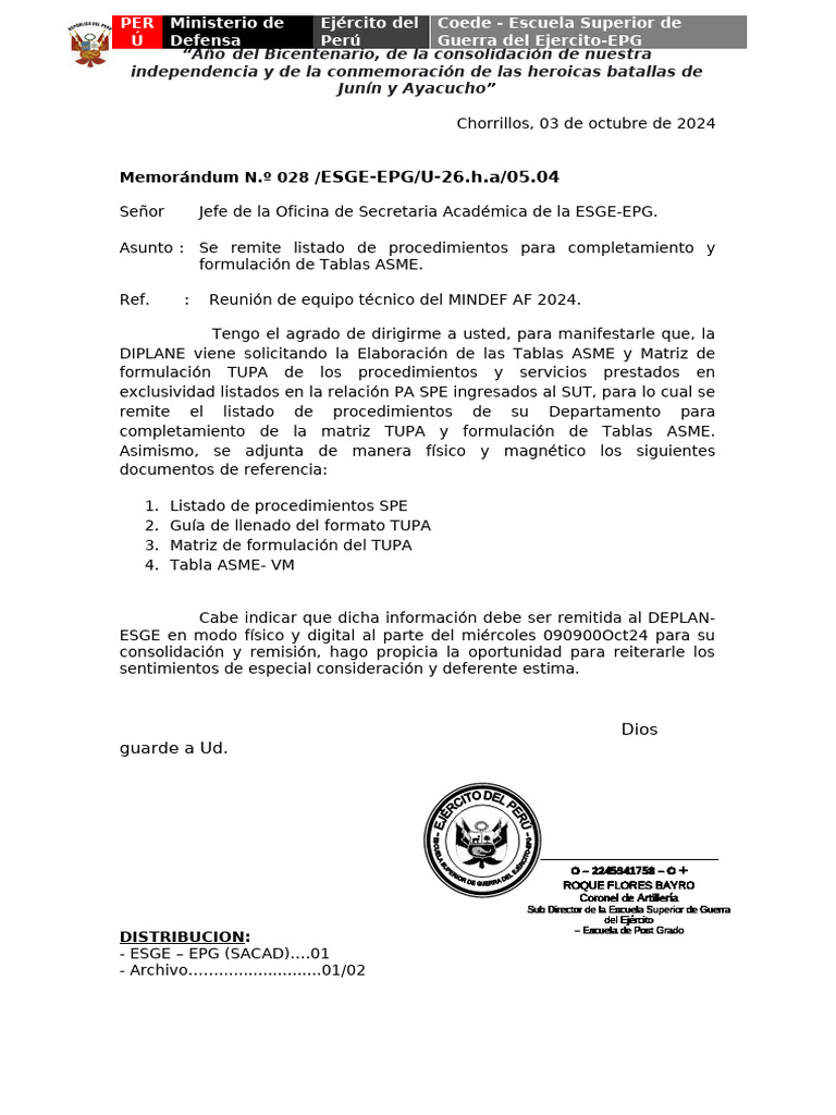 Modelo Memorandum CRL | PDF | Perú