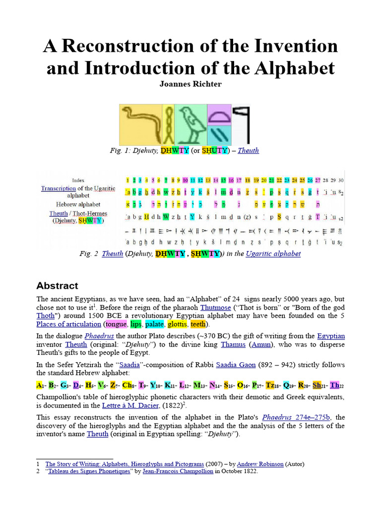 A Reconstruction of The Invention and Introduction of The Alphabet ...