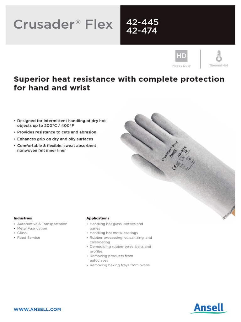 Crusader Flex 42-474 - Ansell | PDF | Nonwoven Fabric | Materials
