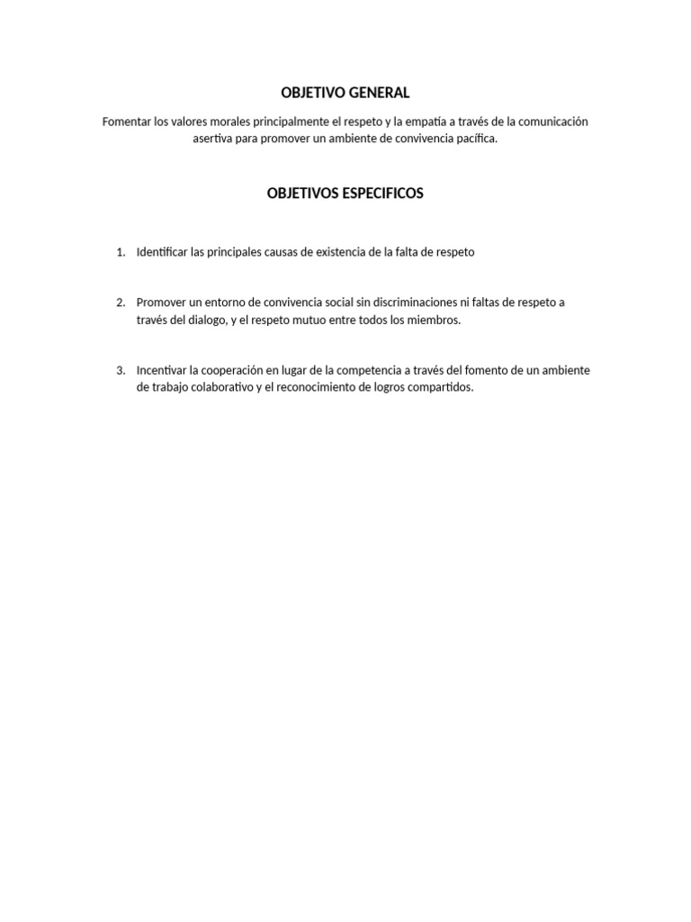 Objetivos Generales y Especificos, Bachillerato B | PDF