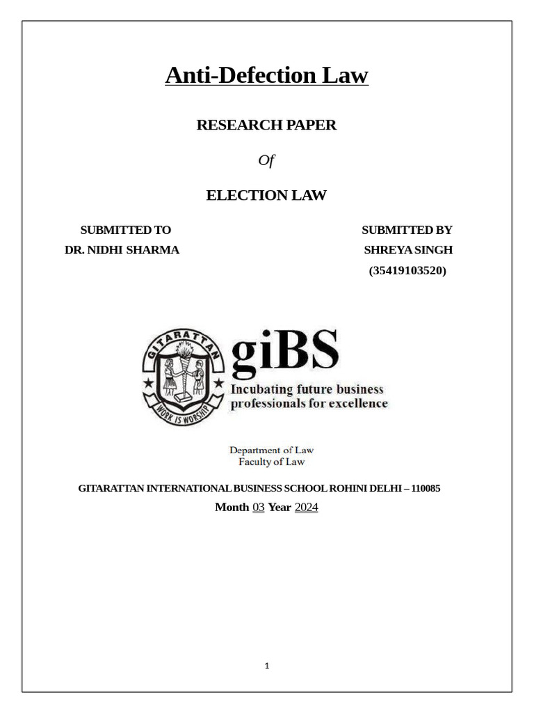 Shrii Anti Defection Law | PDF | Political Parties | Government