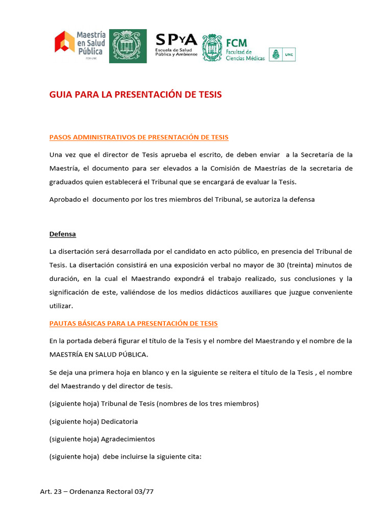 Guia Presentación Tesis | PDF | Métodos y materiales de enseñanza ...