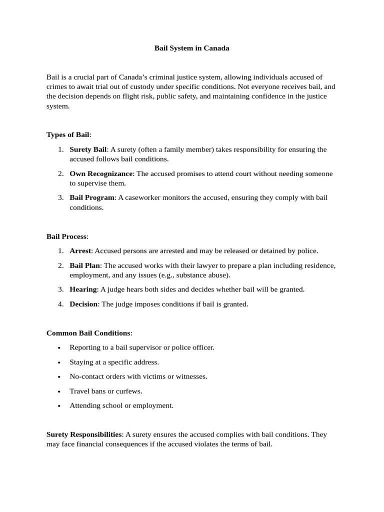 Bail in Canada | PDF | Bail | Arrest