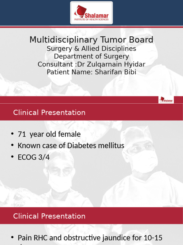 Tumor Board Review: Sharifan Bibi Case | PDF