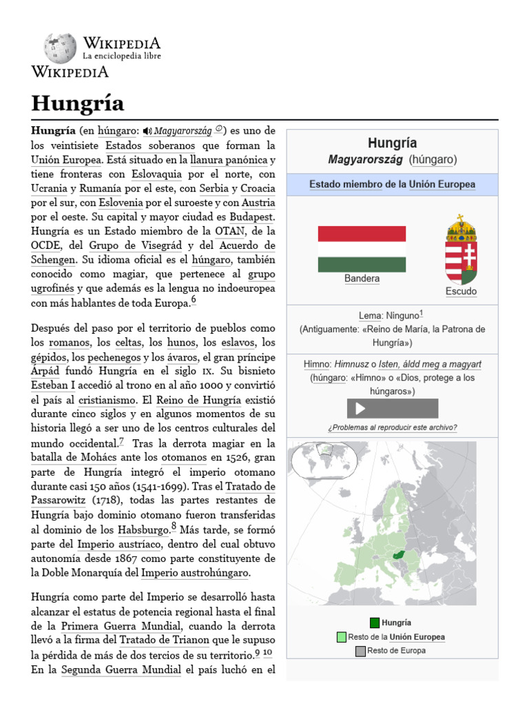 Información sobre Hungría: Historia y Datos | PDF | Hungría | Austria ...