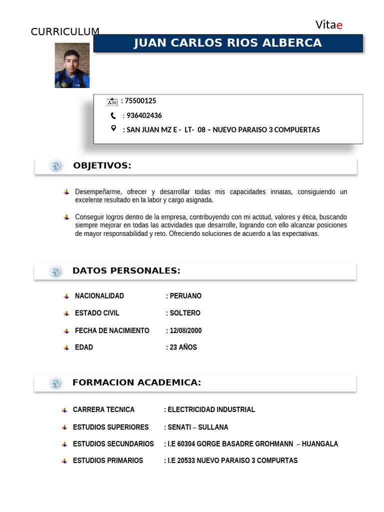 CURRICULUM VITAE - JUAN CARLOS RIOS ALBERCA | PDF