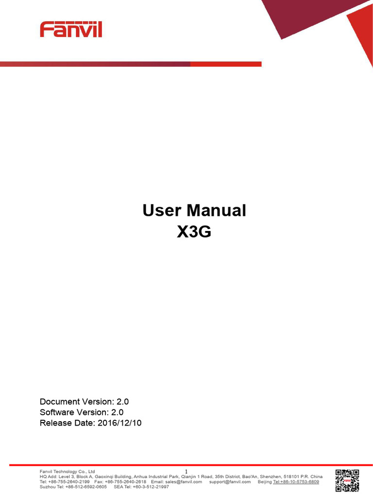 fanvil-x3sp-user-manual | PDF | Computer Network | Ip Address