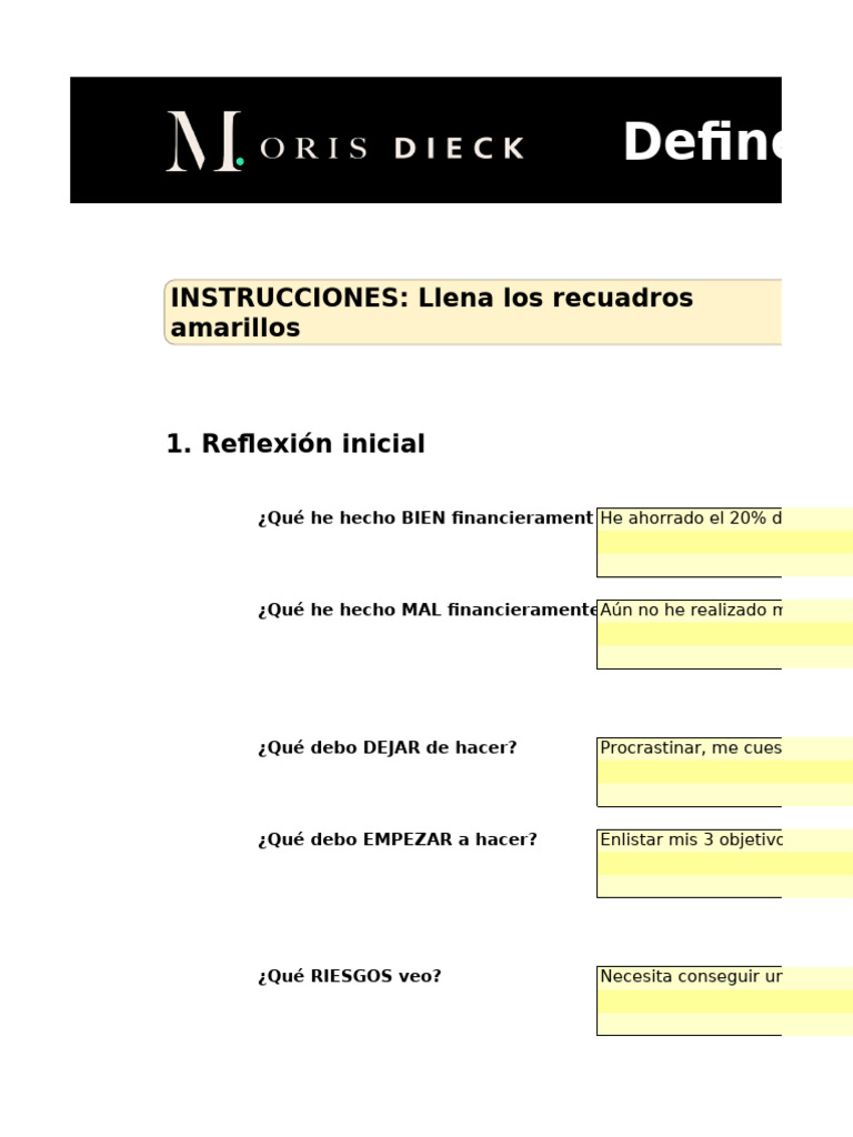 Plan Financiero Personal de Moris Dieck | PDF | Dinero | Economias