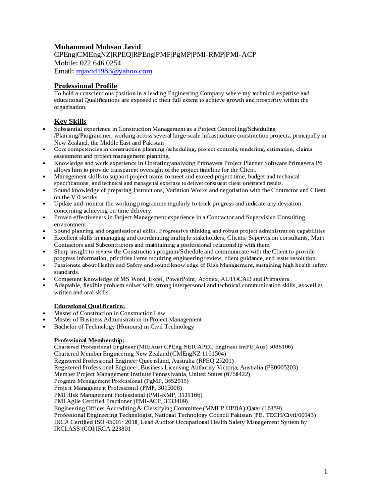 Muhammad Mohsan Javid (Pa) | PDF | Project Management | Audit