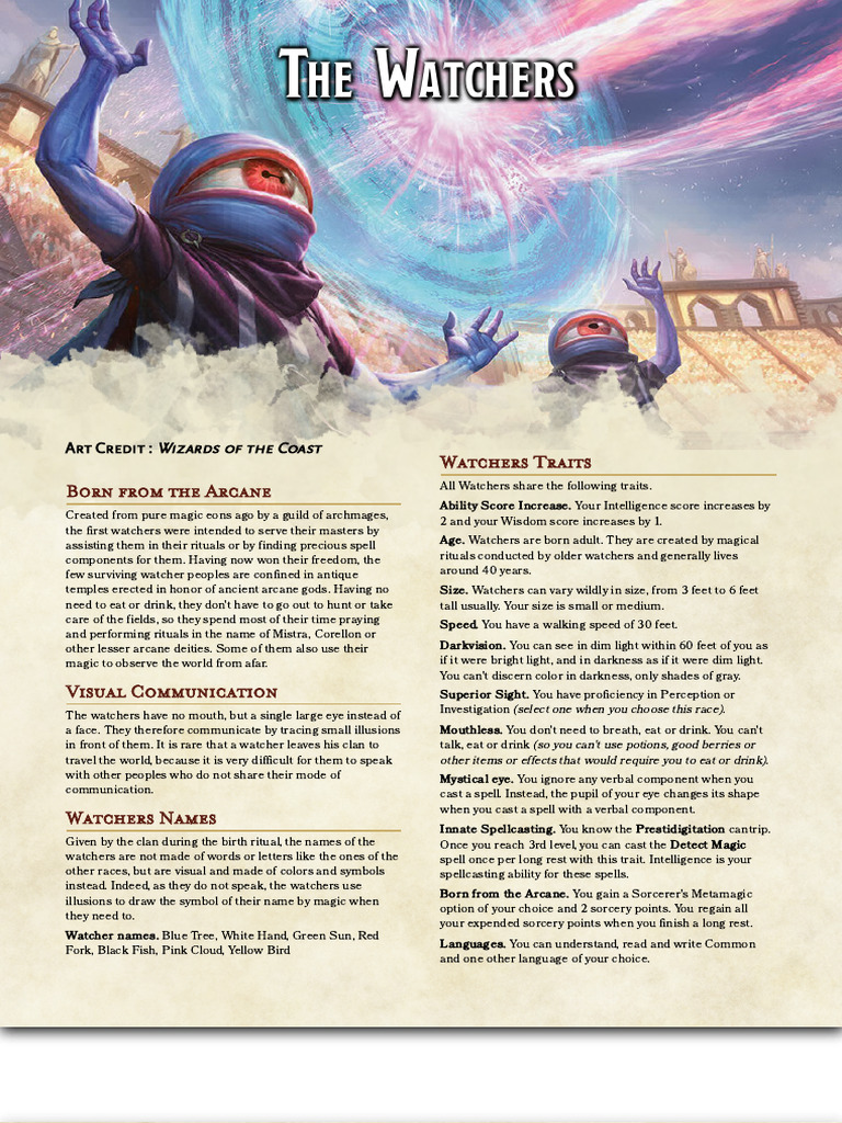 Race - The Watchers - GM Binder | PDF | Religion & Spirituality