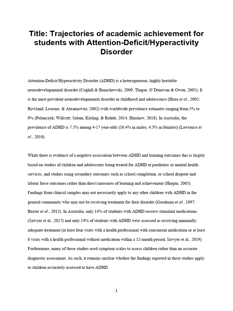 ADHD's Impact on Academic Success | PDF | Attention Deficit Hyperactivity Disorder | Mental Disorder