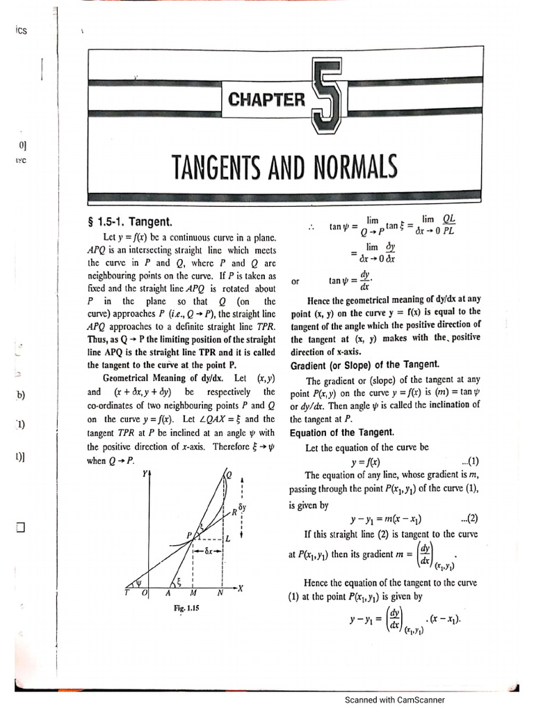 MCA I Sem Tangent and Normal Notes Unit II 21-11-2021 14.17.27-3 | PDF